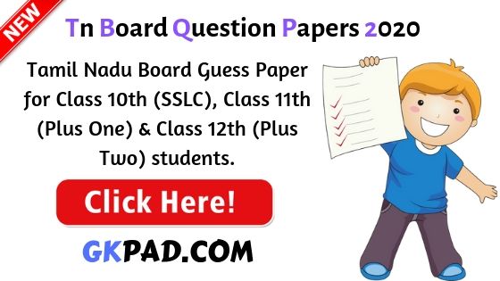 TN Board Question Papers 2020 For SSLC, Plus One & Plus Two Pdf