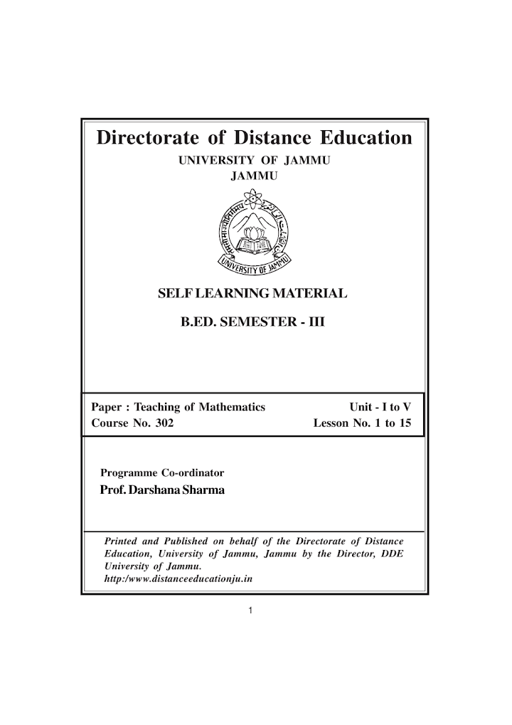 Pedagogy of Mathematics Book in English PDF (Study Material)