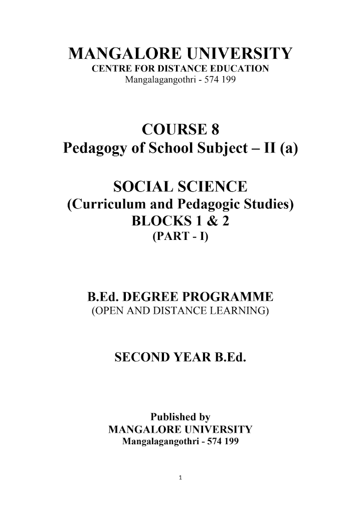 Pedagogy of Social Science Book in English PDF (Study Material)