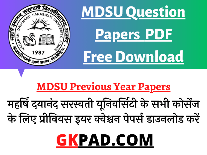 MDSU Question Papers 2025 PDF (Previous Year Papers)