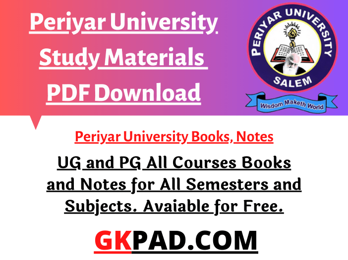 Periyar University Books 2026 PDF Download (Study Material)
